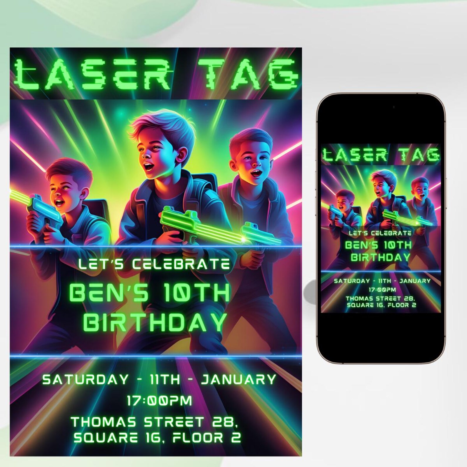 Laser Tag Birthday Invitation Template – Fun Laser Tag Party Invite for ...