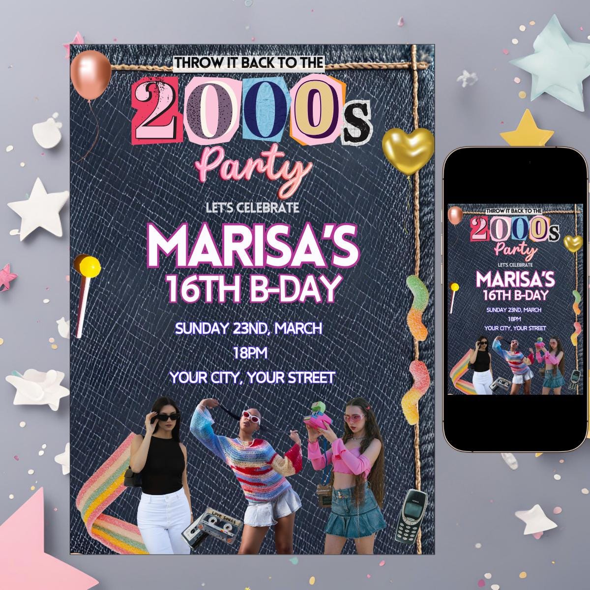 2000s Party Invitation Template | Y2K Birthday Invite | Customizable ...