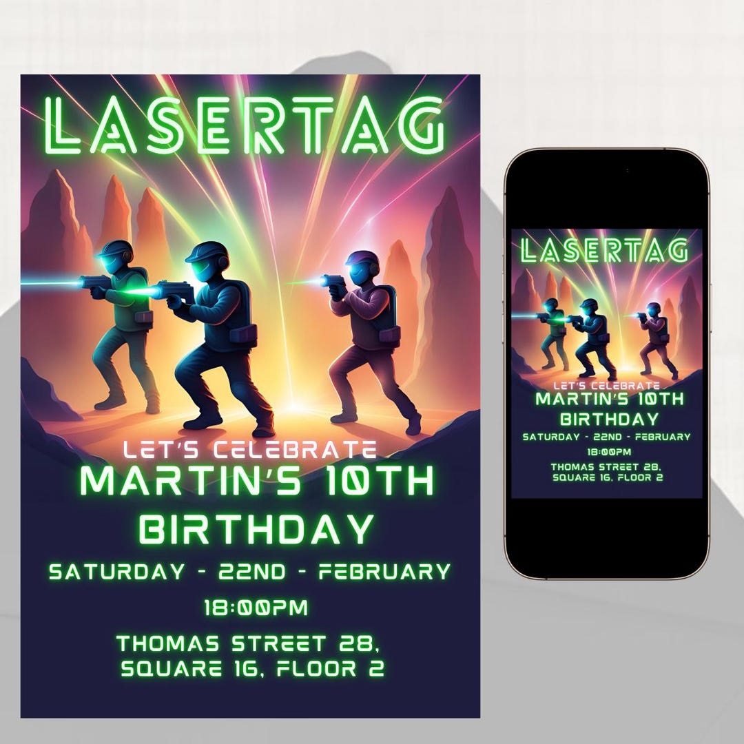 Laser Tag Event Invitation – Laser Tag Party Invite Template ...