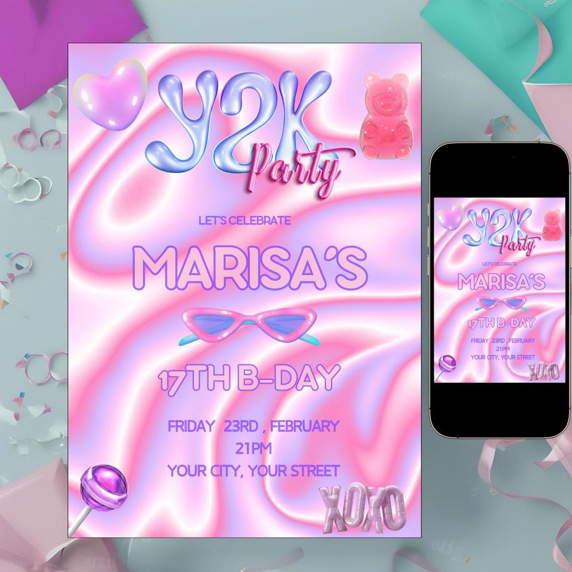 Editable Y2K Party Invitation | 2000's Themed Birthday Invite | Fun ...