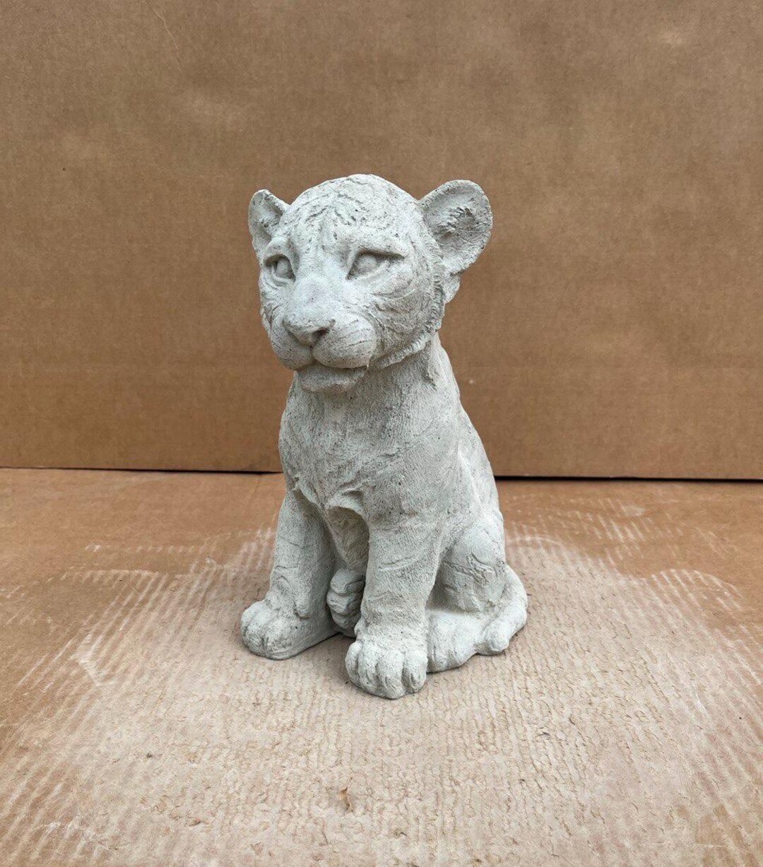 Concrete Tiger Cub Statue Outdoor Tiger Realistic Sculpture Sitting ...