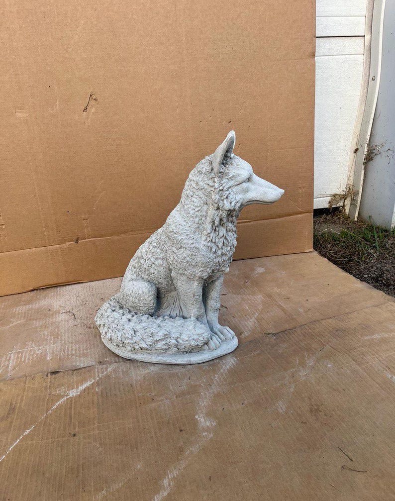 Sitting Fox Massive Statue Stone Fox Animal Figure Wild Fox Concrete ...