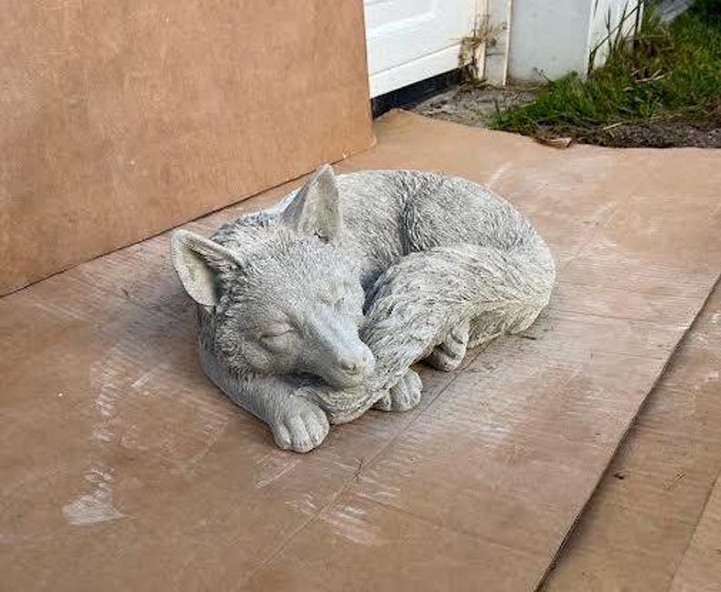 Sleeping Fox Garden Statue Concrete Fox Animal Massive Sculpture Laying ...