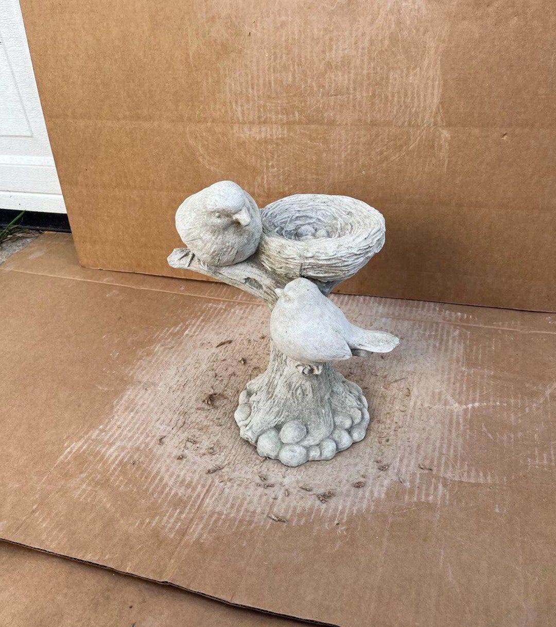 Birds With Nest in Tree Statue Two Birds Concrete Sculpture Stone Birds ...