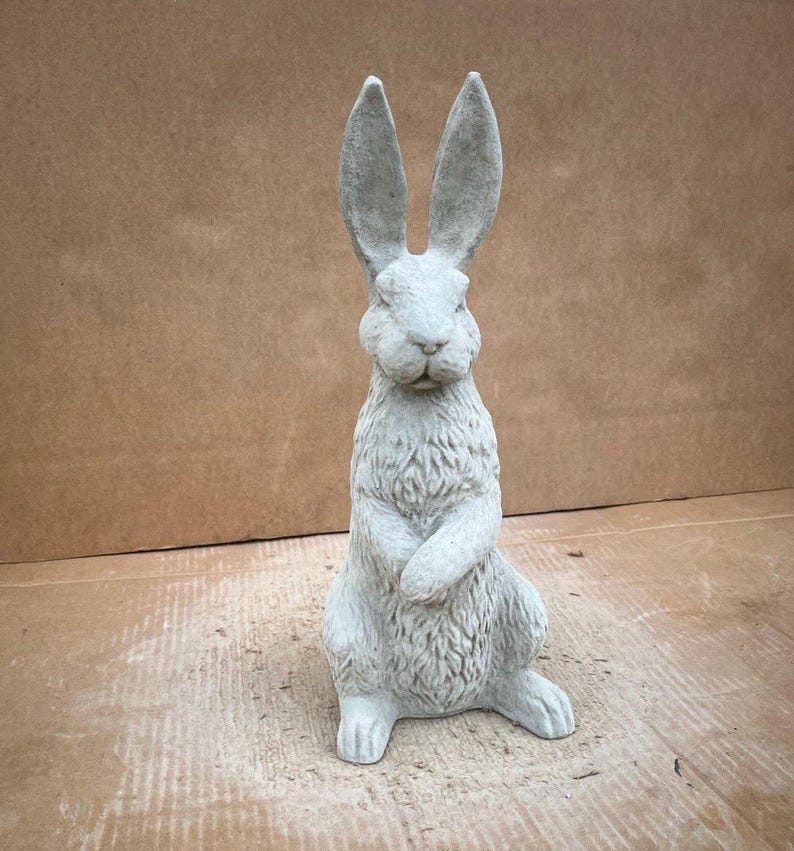 Concrete Rabbit Outdoor Statue Yard Bunny Spring Figure for Garden ...