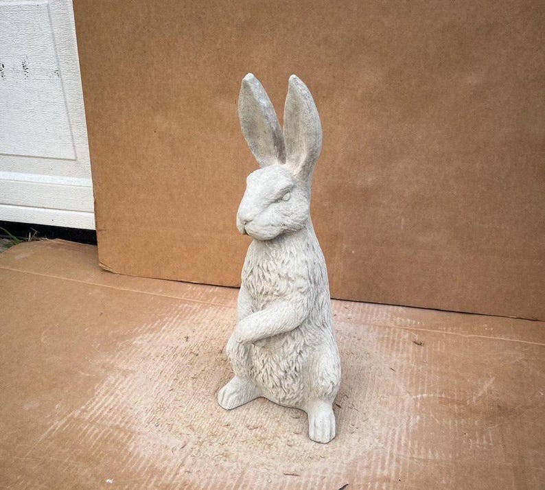 Concrete Rabbit Outdoor Statue Yard Bunny Spring Figure for Garden ...