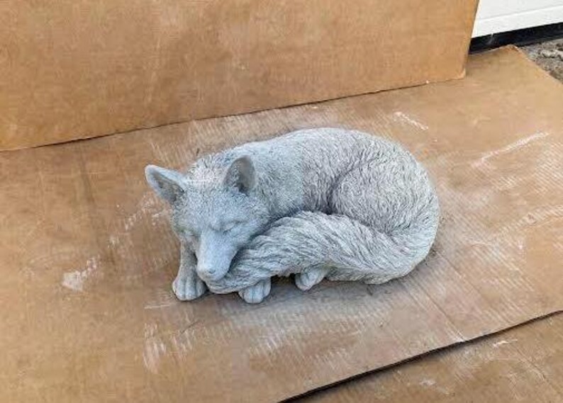 Sleeping Fox Garden Statue Concrete Fox Animal Massive Sculpture Laying ...