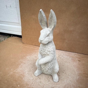 Concrete Rabbit Outdoor Statue Yard Bunny Spring Figure for Garden ...