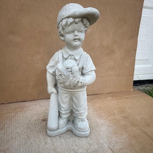 Boy Concrete Statue Massive Baseball Kid Sculpture Outdoor Boy With ...