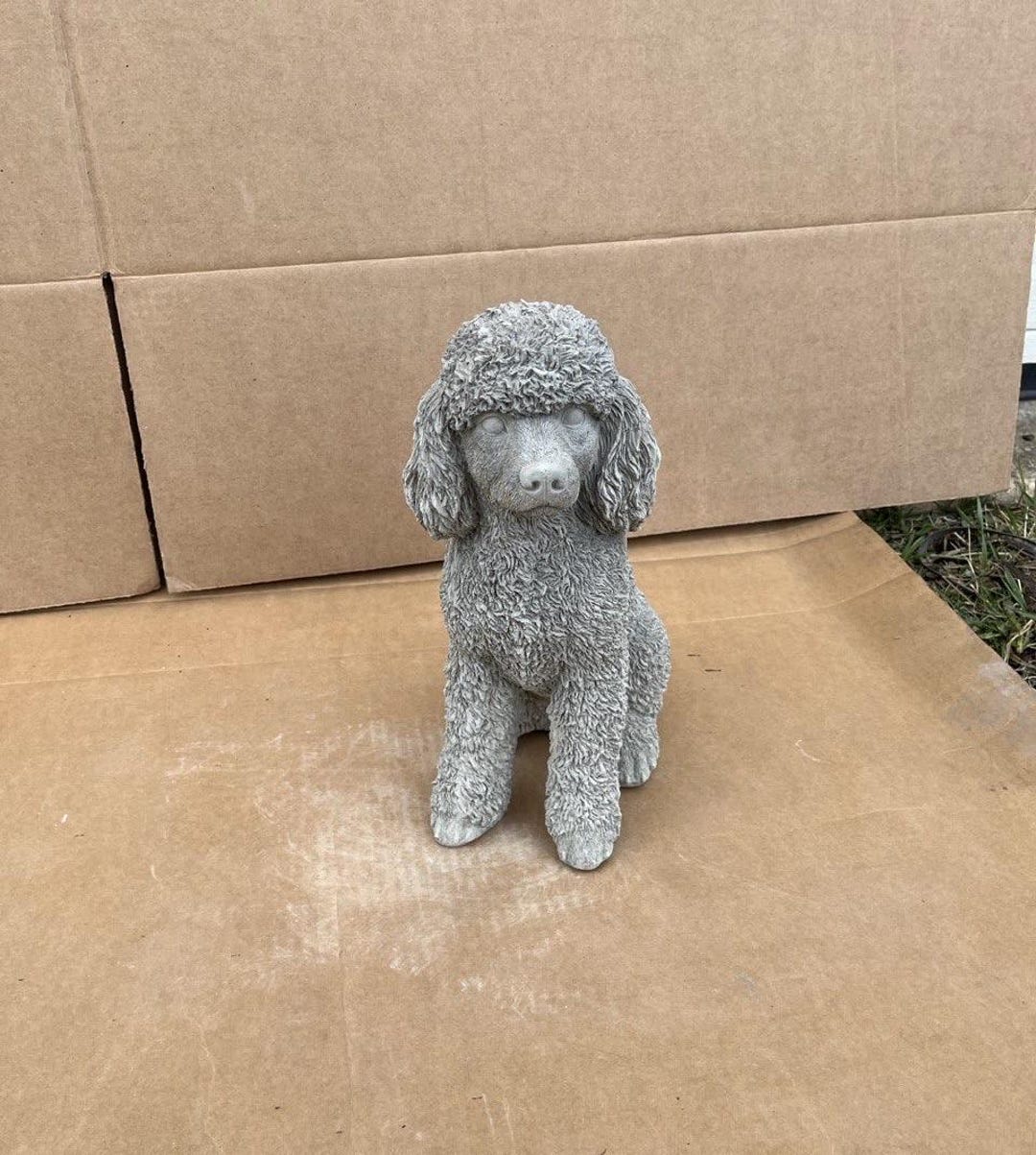 Sitting Poodle Dog Statue Poodle Grave Sculpture Pet Stone Memorial ...