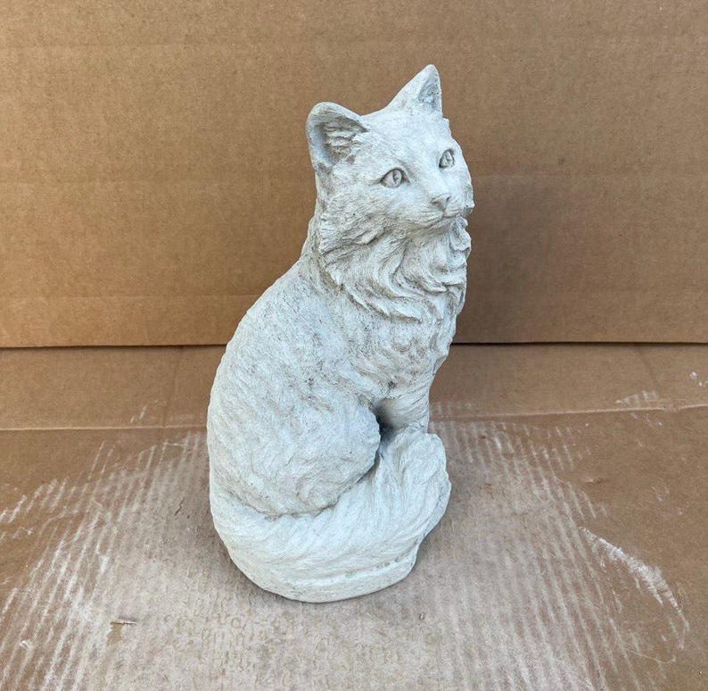 Cat Concrete Statue Realistic Cat Outdoor Sculpture Pet Memorial Stone ...