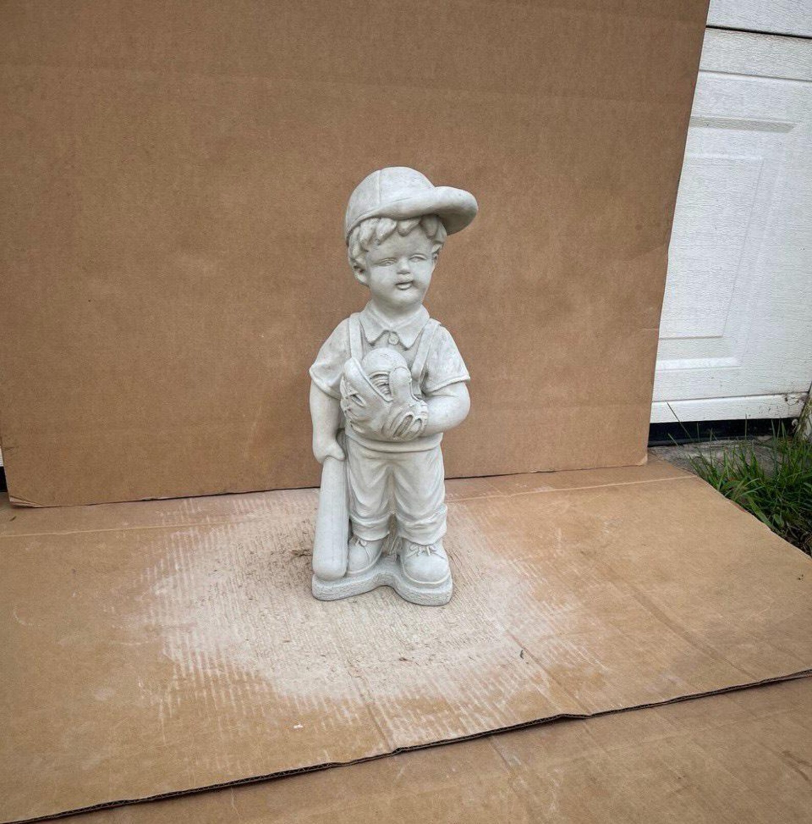 Boy Concrete Statue Massive Baseball Kid Sculpture Outdoor Boy With ...