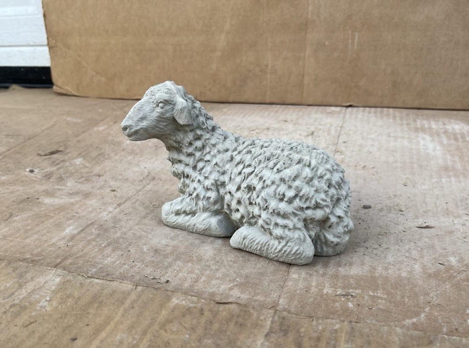 Laying Lamb Stone Sculpture Concrete Lamb Animal Statue Lamb With Ears ...