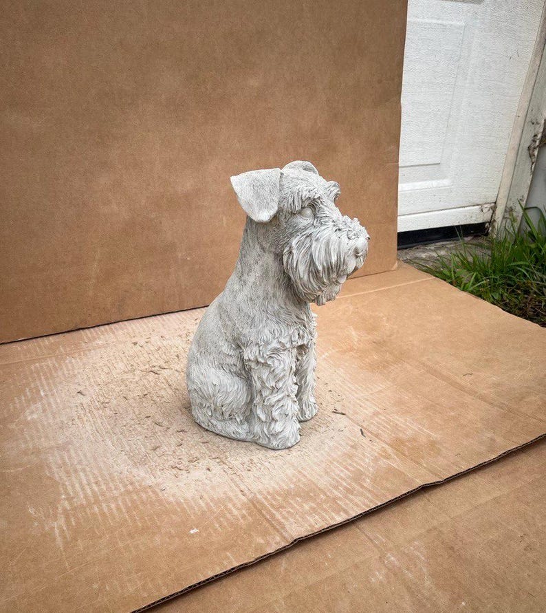 Concrete Schnauzer Dog Statue Puppy Memorial Stone Sitting Schnauzer ...