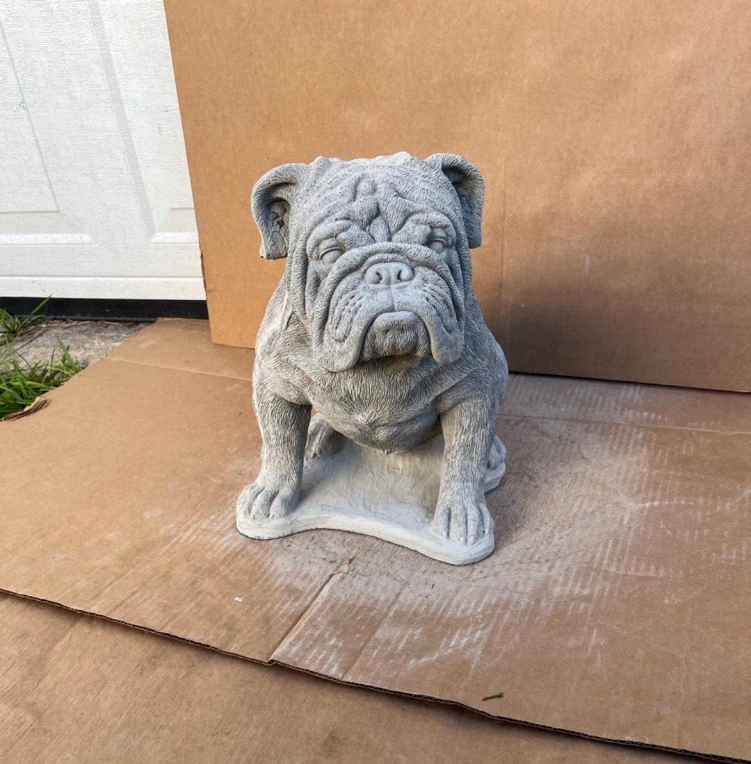 Large Bulldog Outdoor Memorial Statue Concrete French Bulldog Garden ...