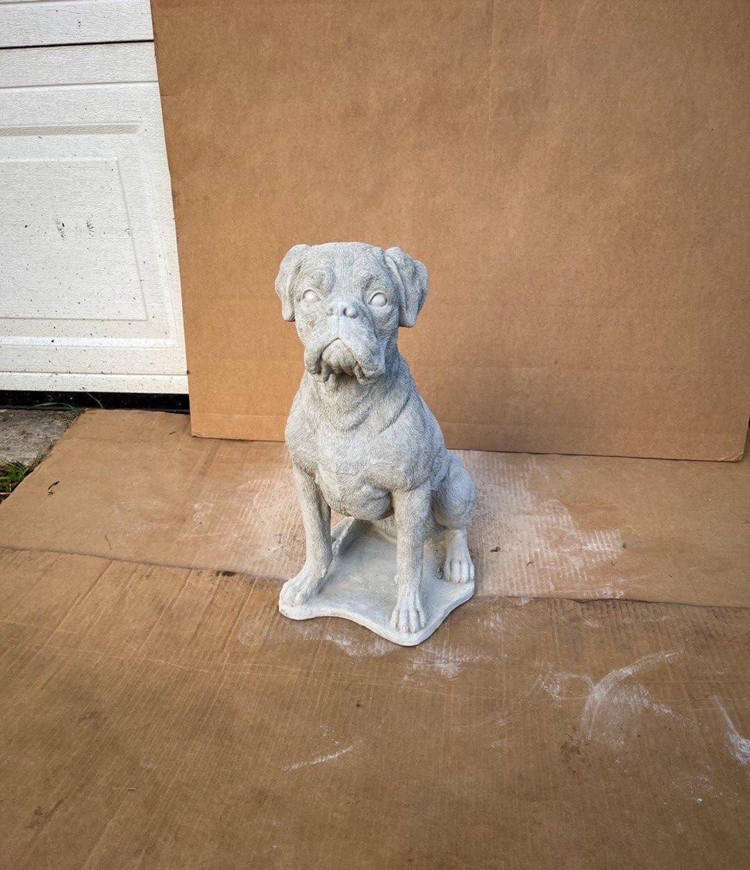 Concrete Boxer Dog Figure Massive Dog Boxer Sculpture Sitting Dog ...