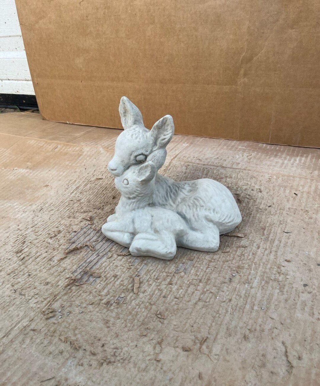 Fawn Friends Stone Sculpture Two Fawns Garden Statue Concrete Deer With ...