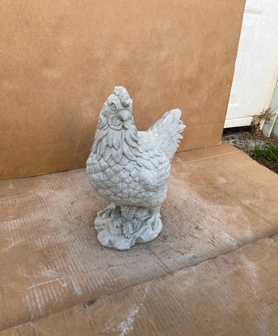 Concrete Chicken Hen Detailed Statue Home Bird Stone Sculpture ...