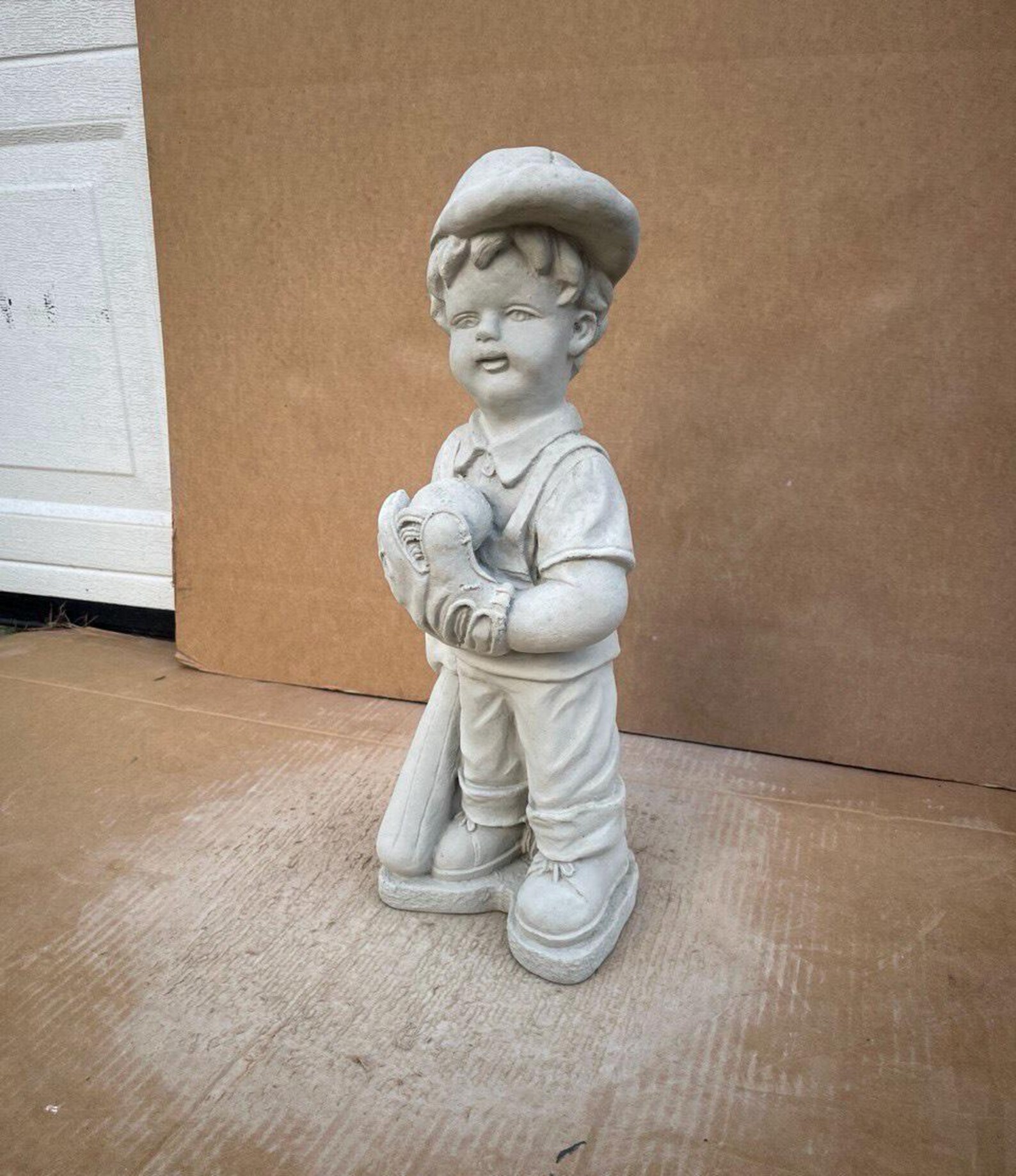 Boy Concrete Statue Massive Baseball Kid Sculpture Outdoor Boy With ...