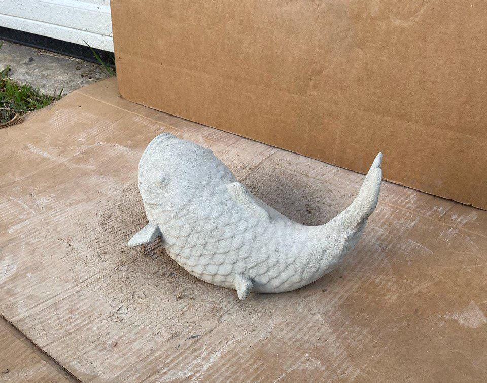 Koi Fish Figure Garden Fish Concrete Statue Koi Gift Sculpture Outdoor ...
