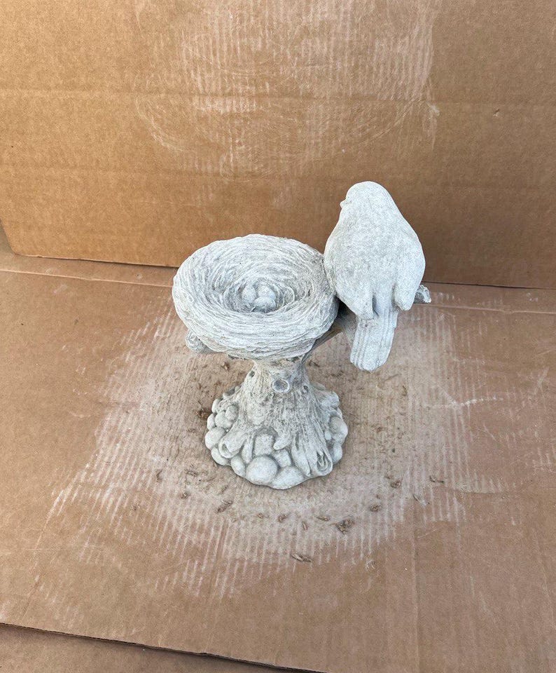 Birds With Nest in Tree Statue Two Birds Concrete Sculpture Stone Birds ...
