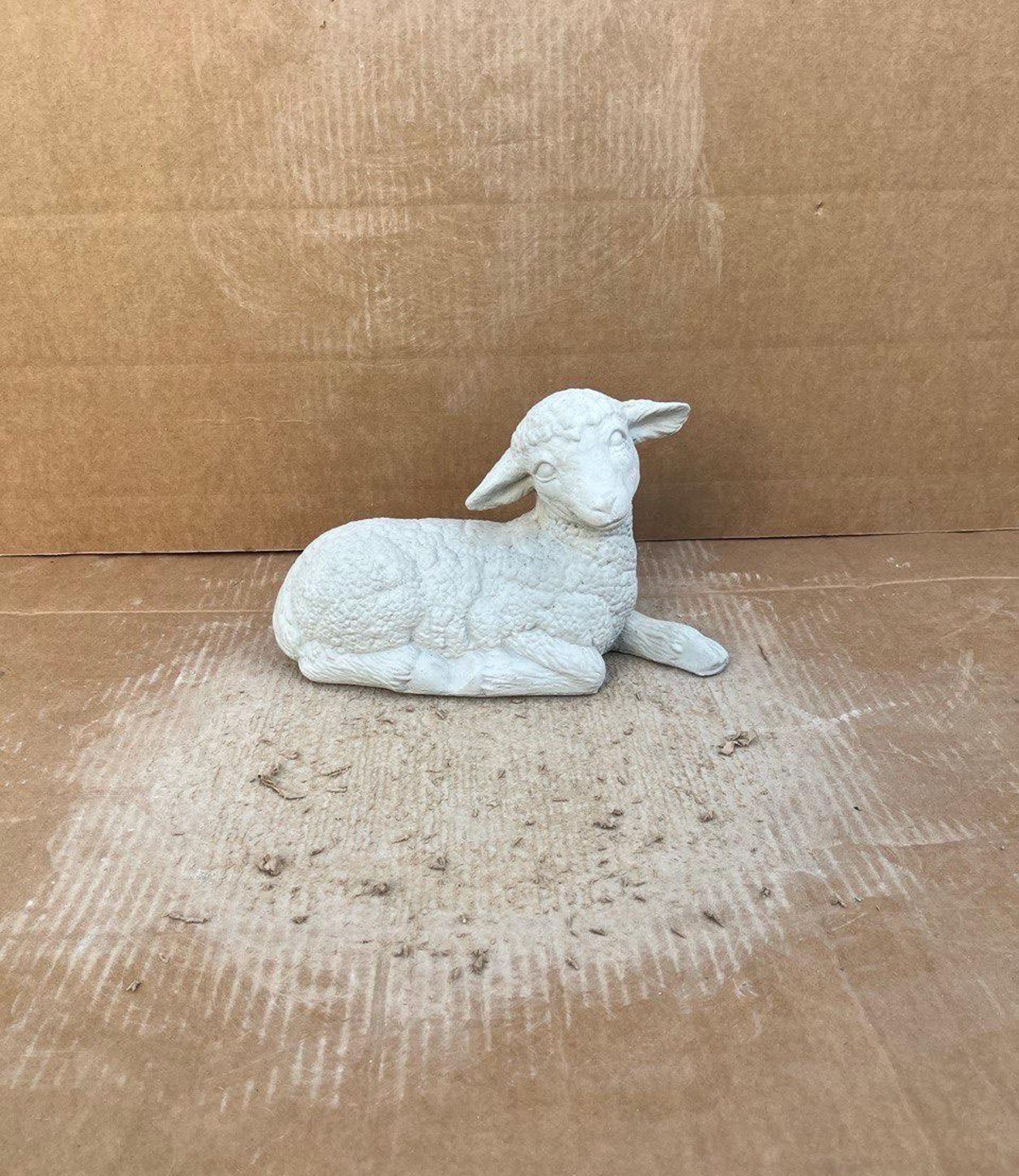 Lamb Laying Stone Sculpture Garden Lamb Animal Statue Concrete Sheep ...