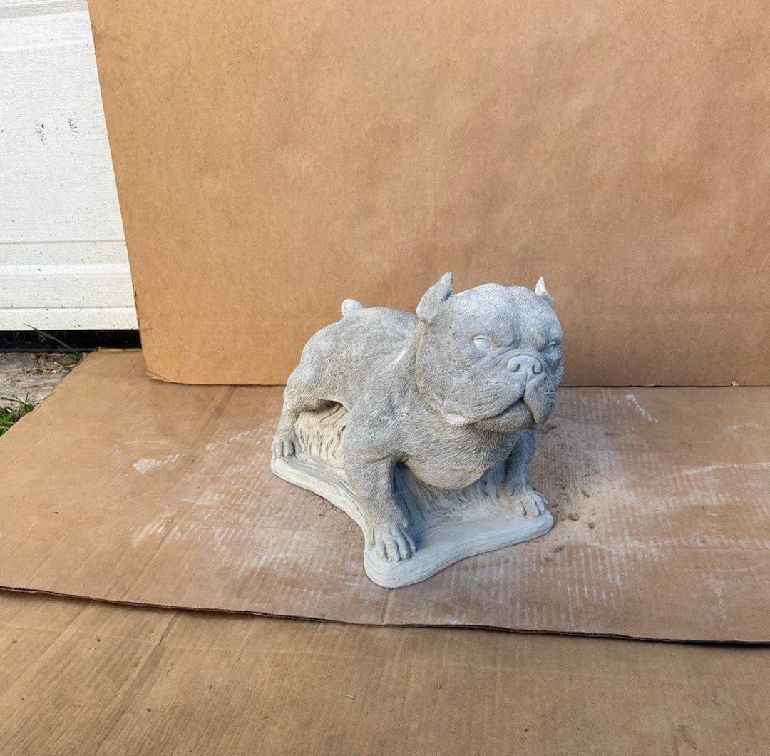 American Bully Stone Statue Large Dog Concrete Sculpture Pet Grave ...