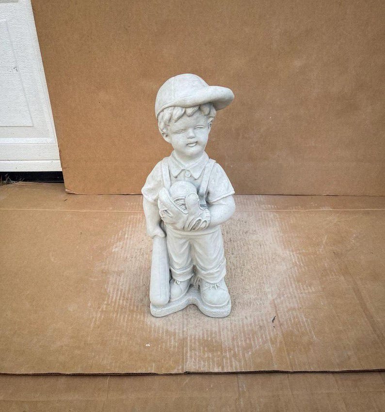 Boy Concrete Statue Massive Baseball Kid Sculpture Outdoor Boy With ...