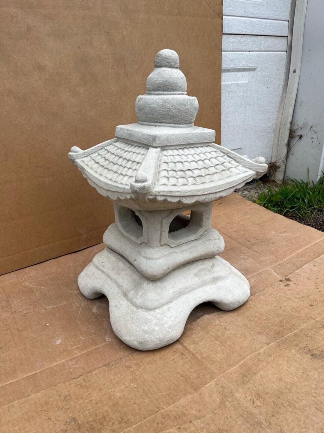 Massive Lantern Outdoor Sculpture Three Piece Pagoda Stone Statue ...
