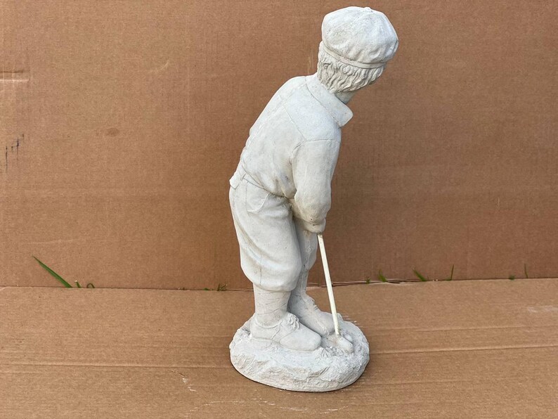 Concrete Boy Golfer Figure Massive Boy on Base Sculpture Golfist Boy ...