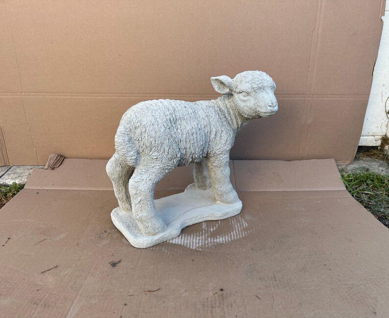 Massive Lamb Figurine Standing Concrete Sheep Statue Detailed Farm ...