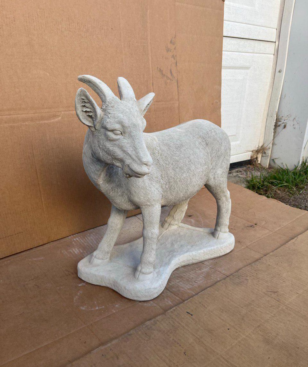 Farm Goat Concrete Statue Standing Goat Pygmy on Base Sculpture Large ...