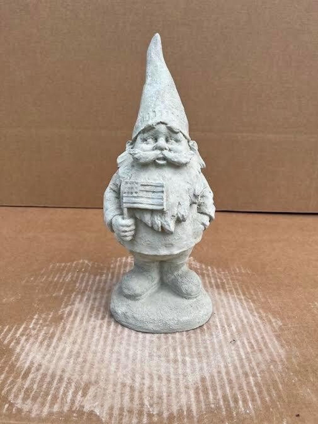 Concrete Gnome Garden Statue Patriotic Dwarf Decoration Outdoor Gnome ...