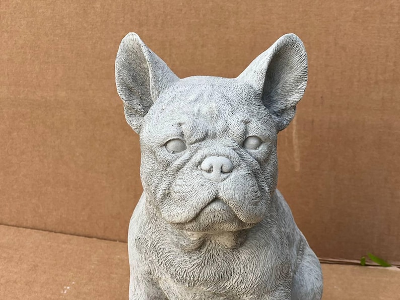 French Bulldog Memorial Statue Garden Dog Grave Sculpture Outdoor ...