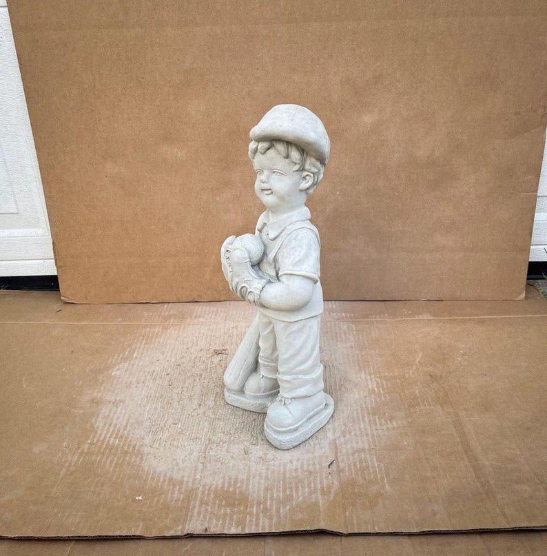 Boy Concrete Statue Massive Baseball Kid Sculpture Outdoor Boy With ...