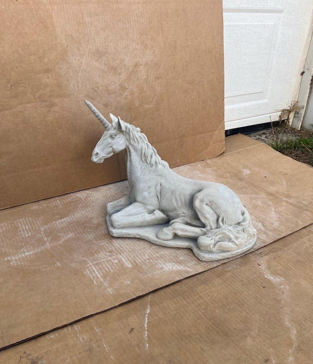 Laying Unicorn Stone Figurine Realistic Unicorn Animal Sculpture Fairy ...