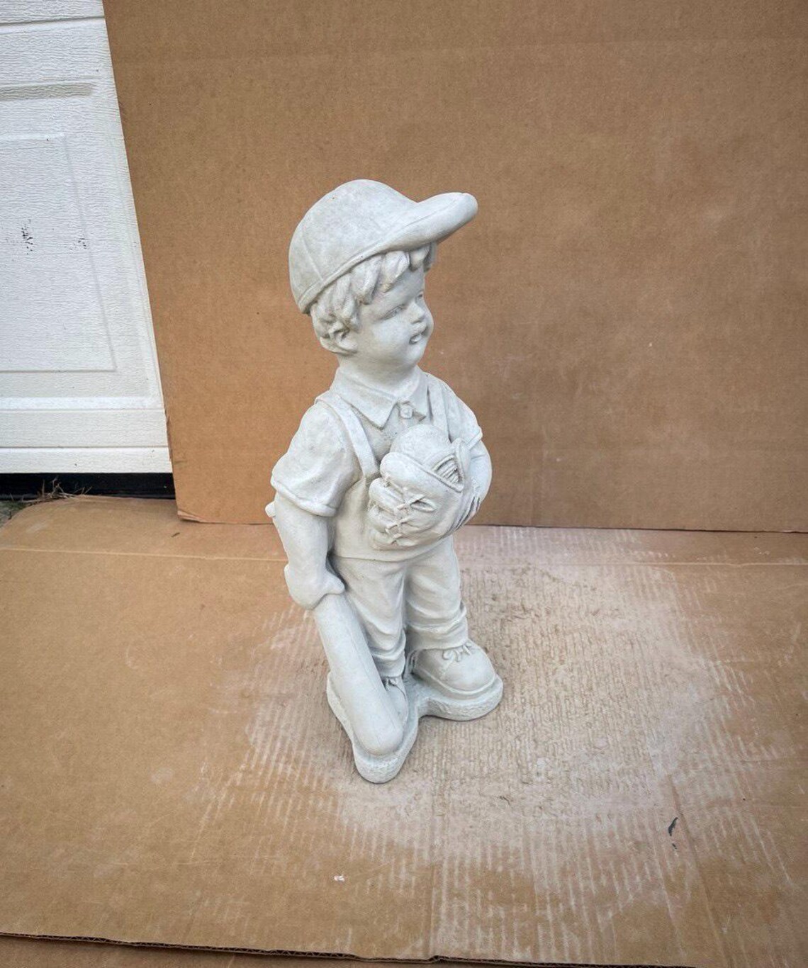 Boy Concrete Statue Massive Baseball Kid Sculpture Outdoor Boy With ...