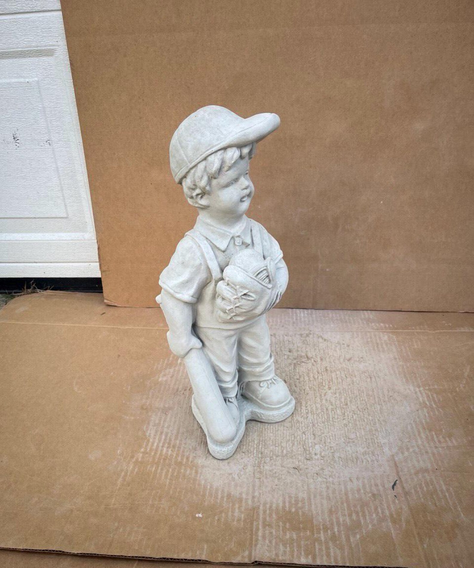 Boy Concrete Statue Massive Baseball Kid Sculpture Outdoor Boy With ...