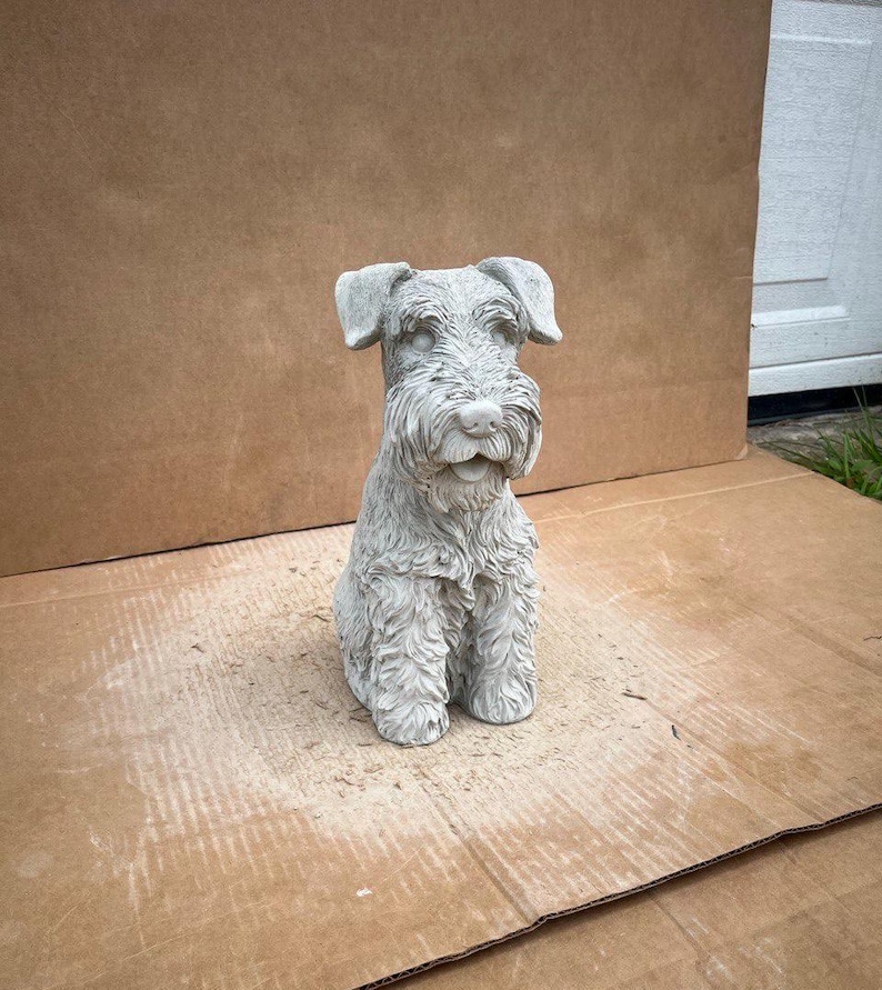 Concrete Schnauzer Dog Statue Puppy Memorial Stone Sitting Schnauzer ...
