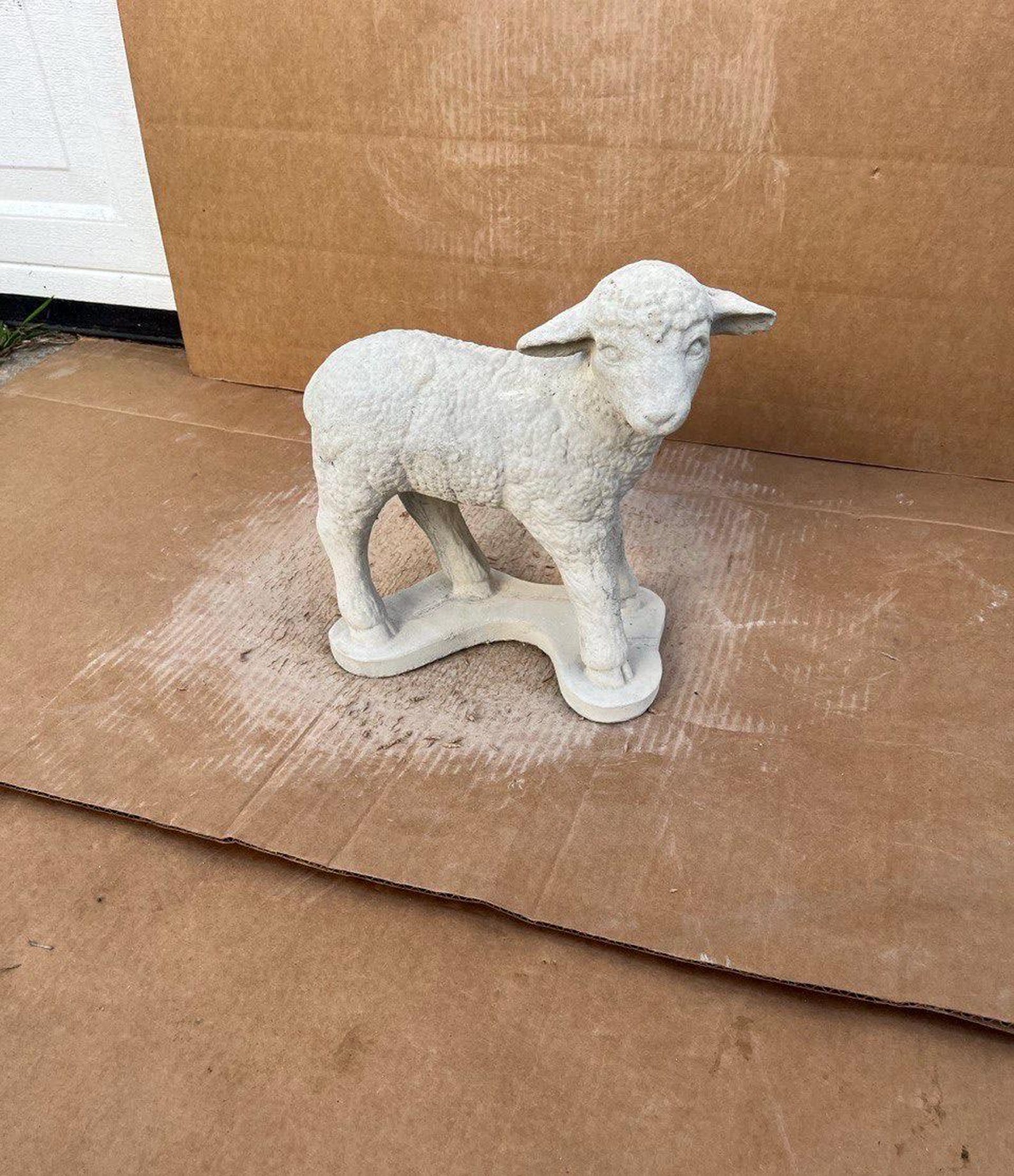 Stone Lamb Small Sculpture Detailed Lamb on Base Figure Standing Lamb ...
