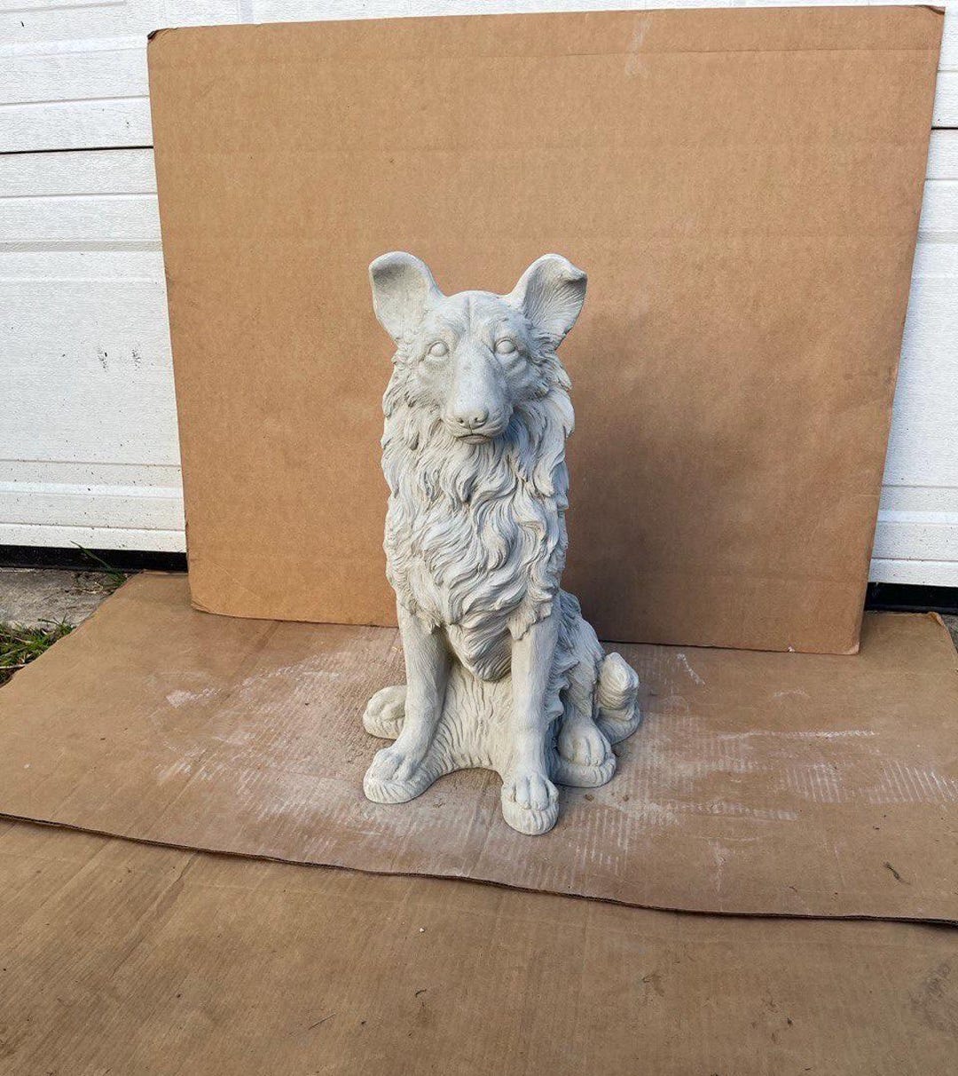 Massive Sheltie Dog Sculpture Sitting Sheltie Concrete Statue Dog ...