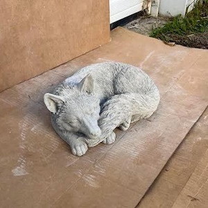 Sleeping Fox Garden Statue Concrete Fox Animal Massive Sculpture Laying ...