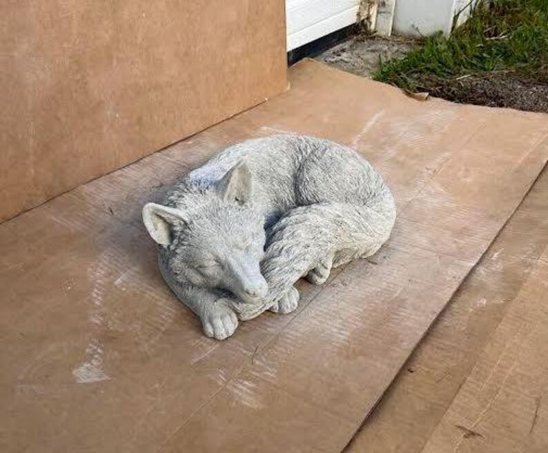Sleeping Fox Garden Statue Concrete Fox Animal Massive Sculpture Laying ...