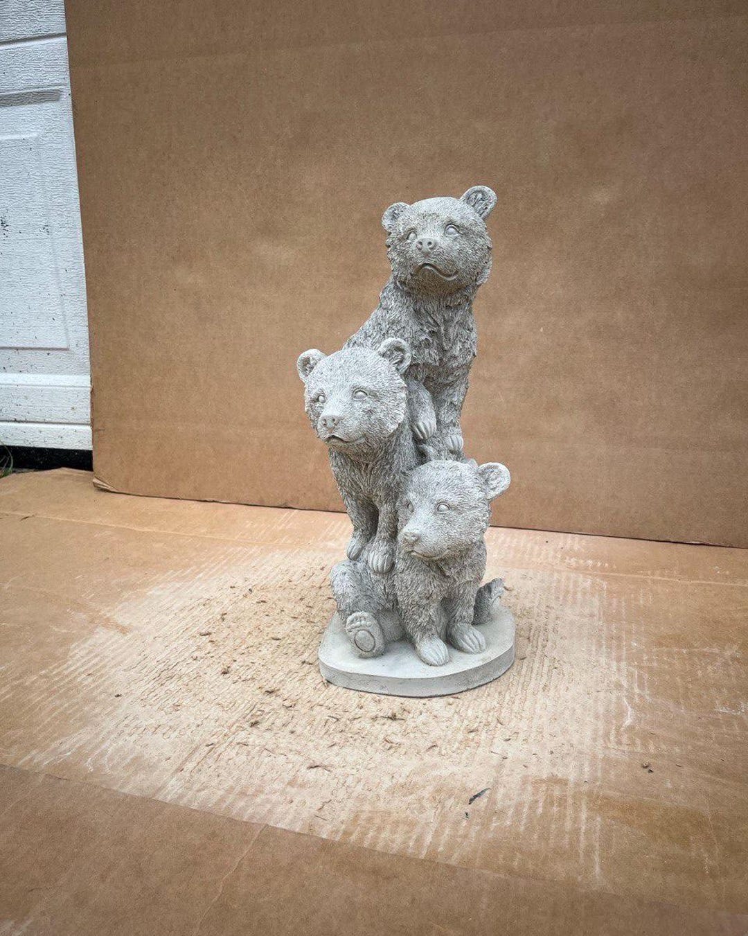 Bear Tower on Base Statue Concrete Bears Realistic Figure Three Bears ...