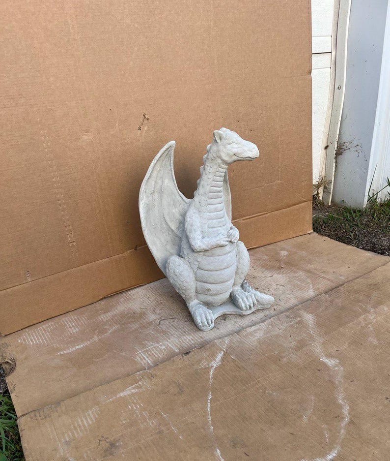 Dragon Sitting Large Sculpture Concrete Dragon Massive Statue Asian ...