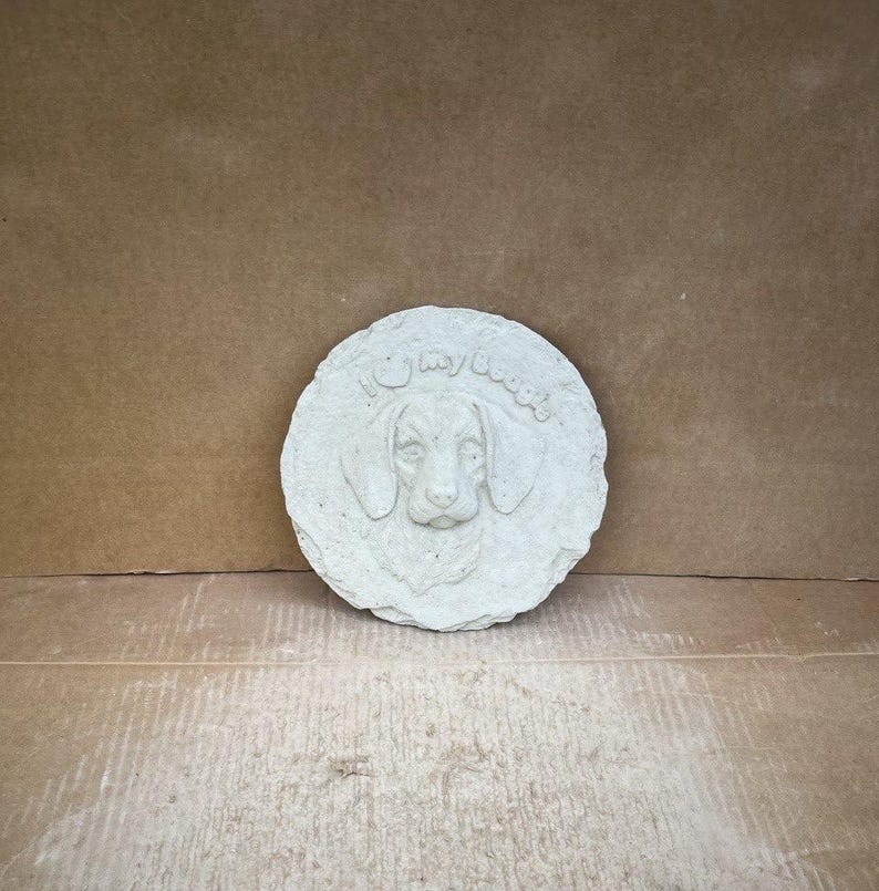 Basset Dog Stone Memorial Concrete Rock for Garden Pet Grave Marker ...