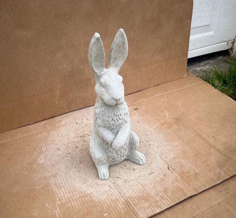 Concrete Rabbit Outdoor Statue Yard Bunny Spring Figure for Garden ...