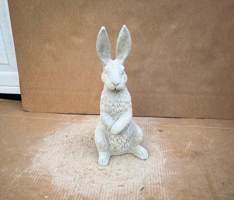 Concrete Rabbit Outdoor Statue Yard Bunny Spring Figure for Garden ...
