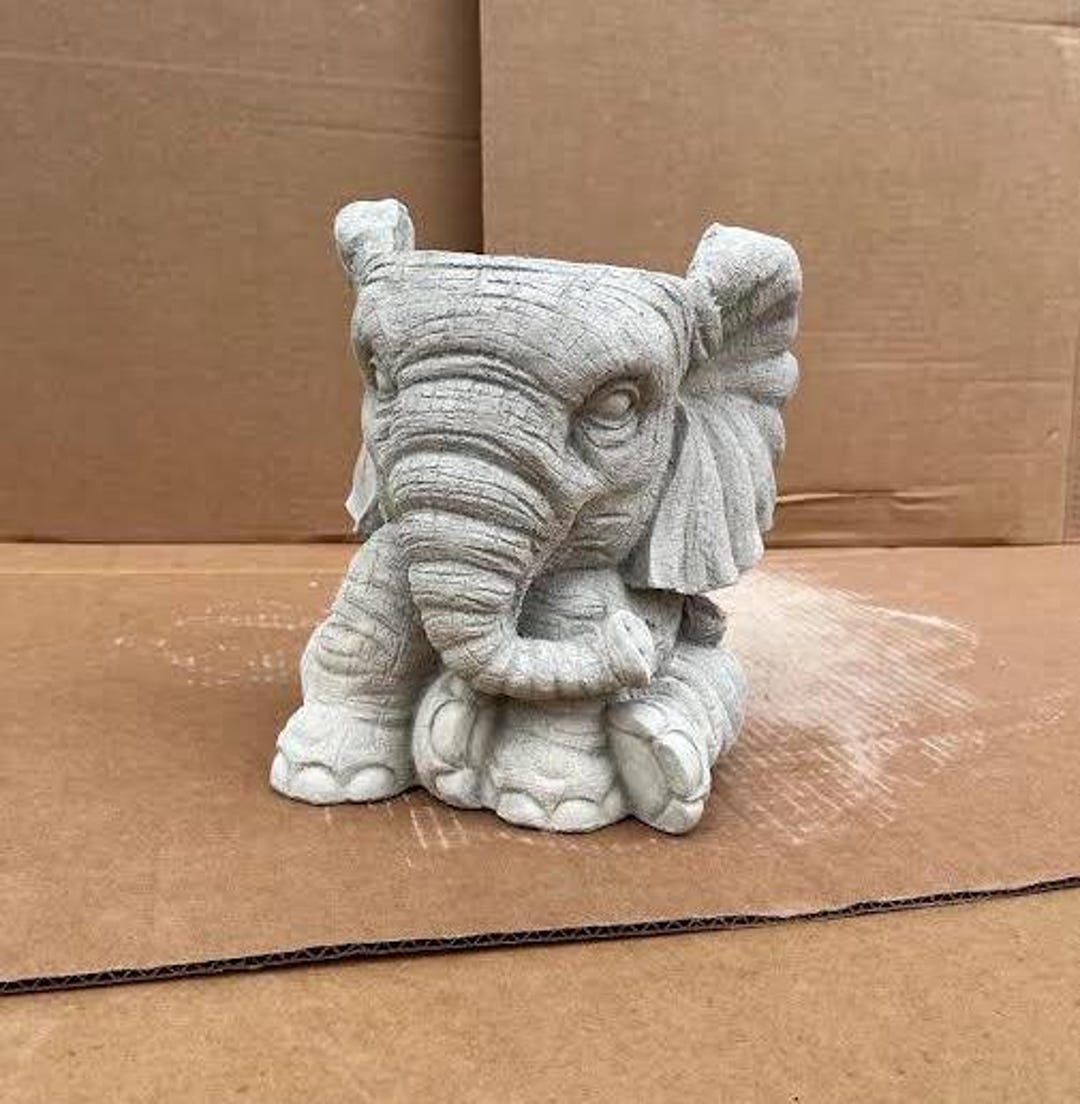 Planter Elephant Statue Garden Flowers Pot Sculpture Concrete Elephant ...