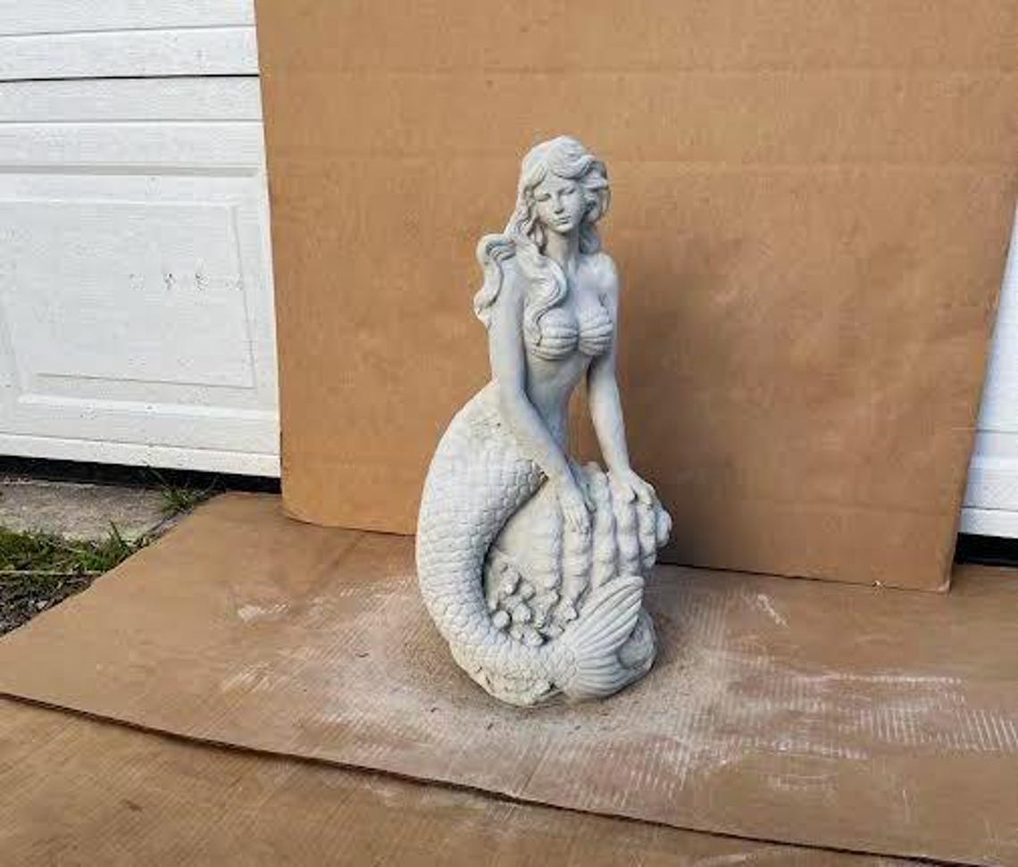 Concrete Mermaid Statue Massive Marine Girl Figure Outdoor Mermaid ...